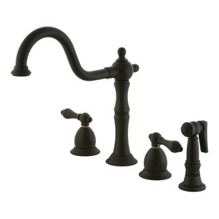 Heritage Double Handle Kitchen Faucet with Brass Side Sprayer ...