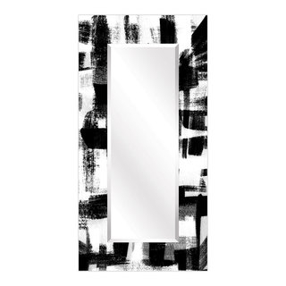Abstract Rectangular Beveled Wall Mirror on Free Floating Printed ...