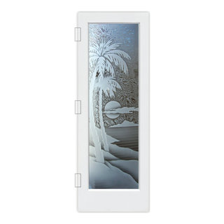 Interior Doors - Palm Sunset Frosted Glass Design - 28" x 80 ...