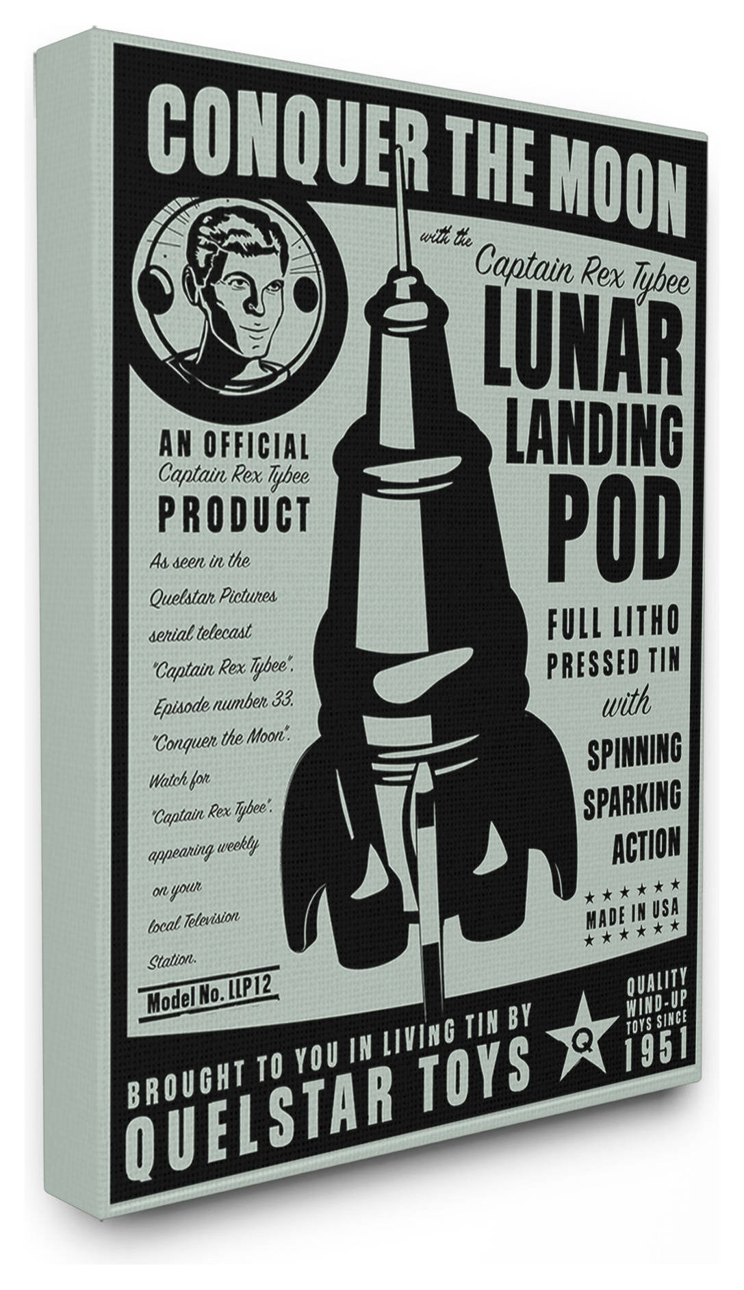 Conquer The Moon Vintage Canvas, 16"x1.5"x20", 24"x1.5"x30 ...