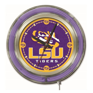Louisiana State Neon Clock - Contemporary - Wall Clocks - by Holland ...