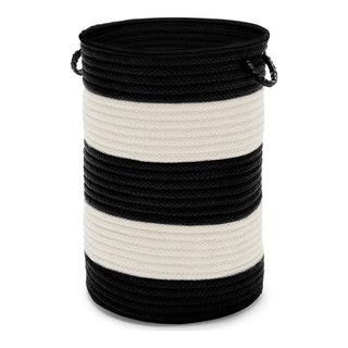 Color Block Hamper Black White 15"x15"x18", Round Hamper, Braided ...