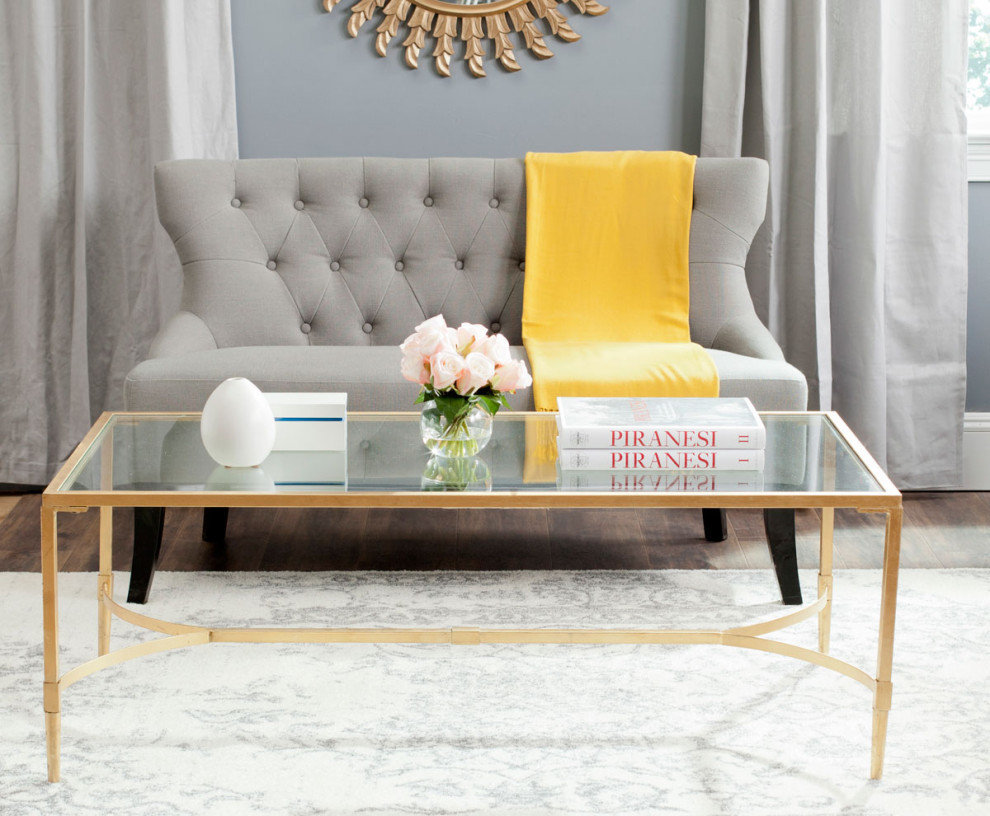 Jacob Coffee Table Gold/ Tempered Glass Top - Contemporary - Coffee ...