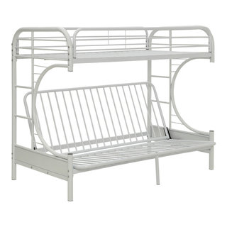 Eclipse Metal Bunk Bed, White, Twin Over Queen - Transitional - Bunk ...