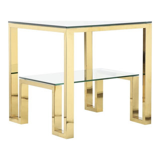 American Home Classic Laurence Metal and Glass Side Table in High ...