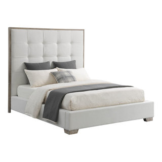 Remi Stain-Resistant Bed, Ivory, Queen - Transitional - Platform Beds ...