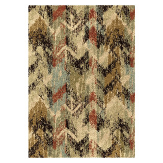 Orian Wild Weave Distressed Chevron Bisque Shag Area Rug, Multicolor, 7 ...