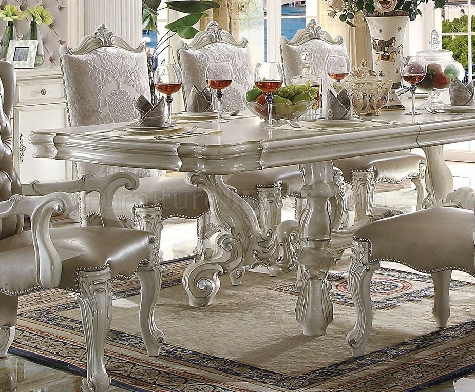 Acme Versailles Pedestal Dining Table in Bone White 61130 SPECIAL ...