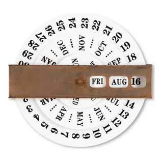 15.75" White Embossed Metal Perpetual Calendar - Farmhouse - Metal Wall ...