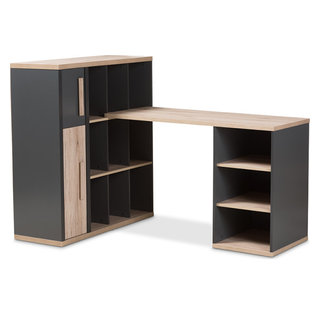 Pandora Modern Study Desk with Built-In Shelving Unit - Contemporary ...