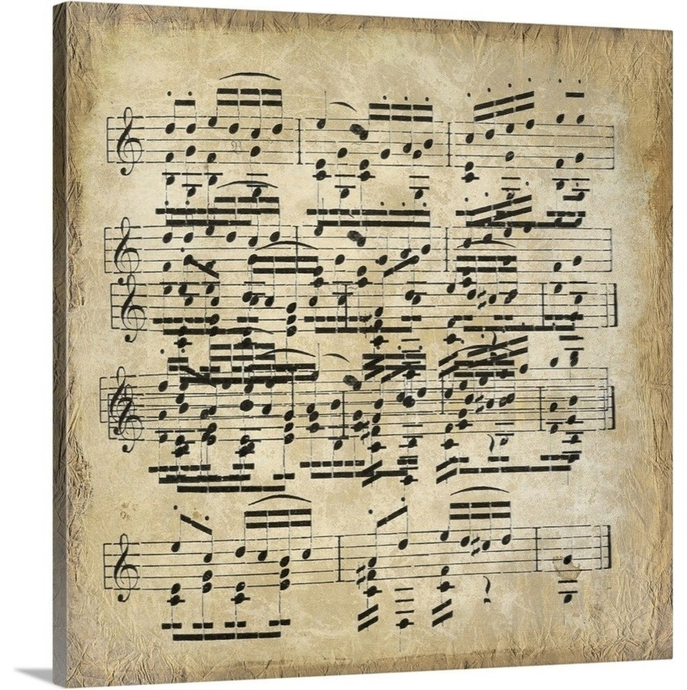 "Notes I" Wrapped Canvas Art Print, 12"x12" - Contemporary - Prints And ...