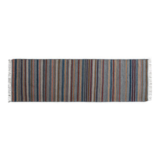 Woven Wool Floor Runner With Stripes and Fringe, Multicolor - Modern ...