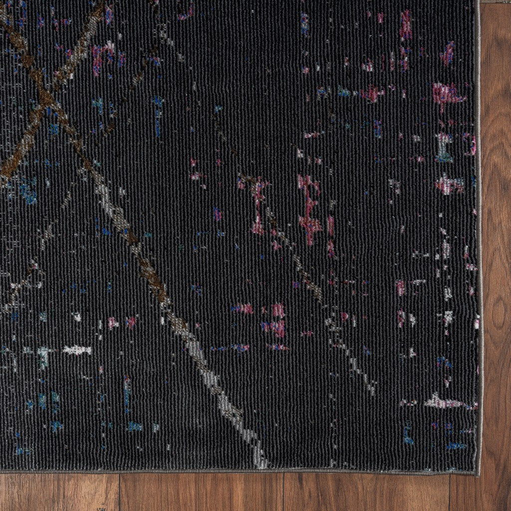 8" x 10" Distressed Black Abstract Area Rug - Contemporary - Area Rugs ...