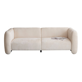 Newport 83"W Modern Upholstered Fabric Wave Design 3-Seater Sofa ...