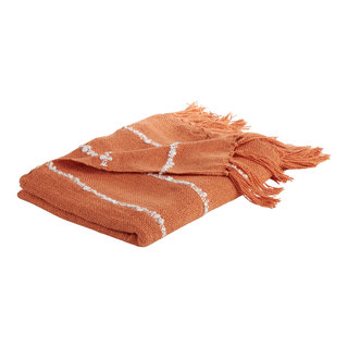 Throw Blanket With Striped Design, Rust, 50"x60", 50"x60 ...