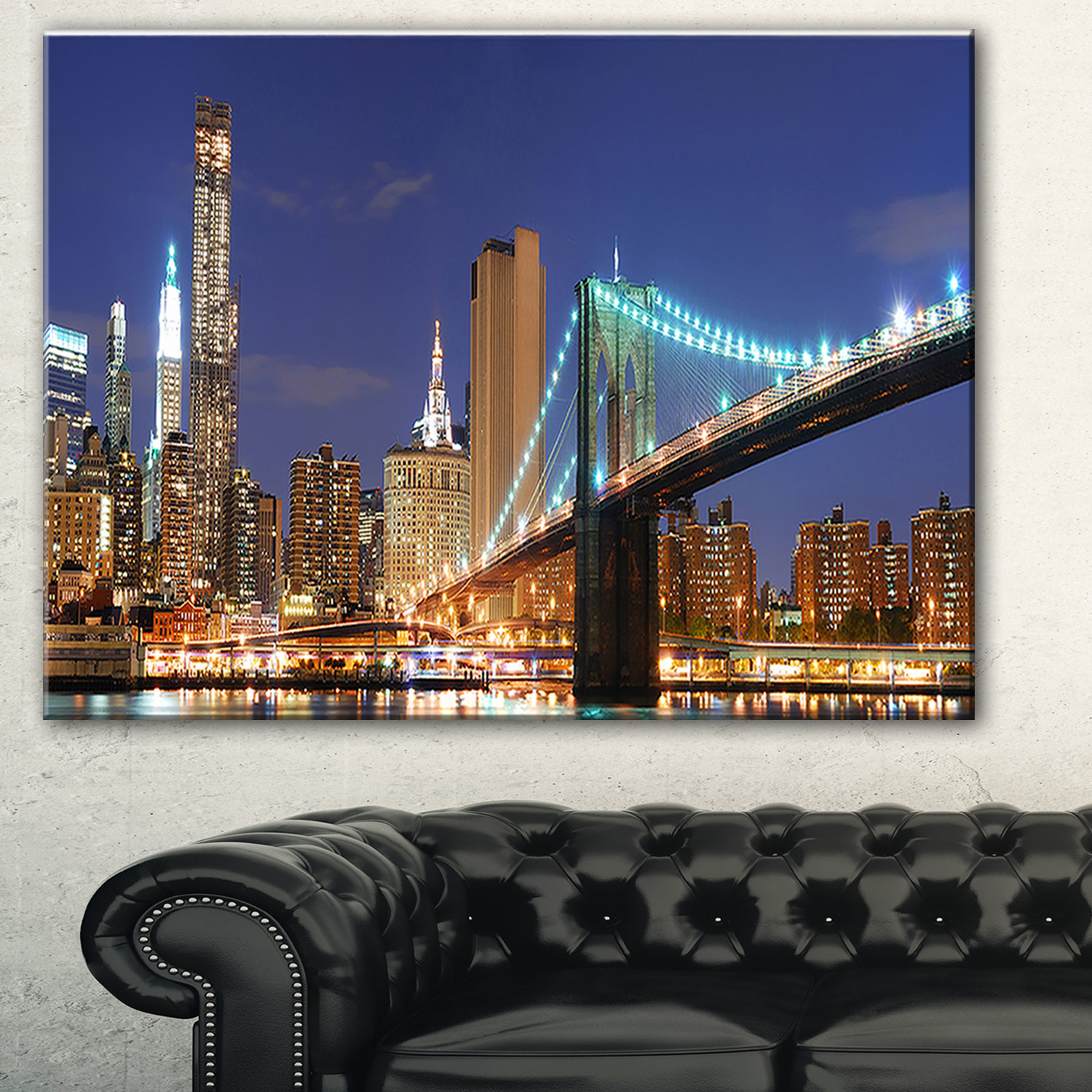 "Manhattan Skyline Panorama" Canvas Print, 40"x30" - Contemporary ...