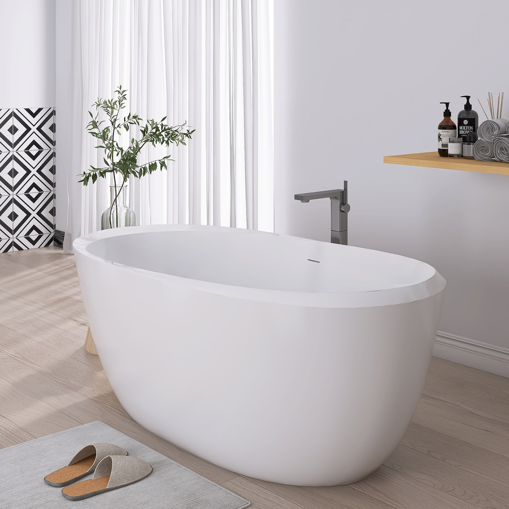 Acrylic Roll-Top Freestanding Flatbottom Soaking Bathtub - Contemporary ...