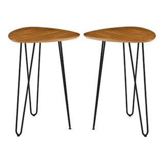 Home Square Guitar Pick End Table in Rich Walnut Finish - Set of 2 ...