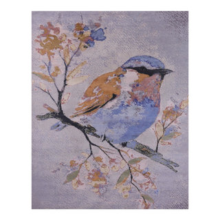 Bird Design Hand-Knotted Wool and Silk Rug 7' 11" X 10' 0" Q8695, 7' 11 ...