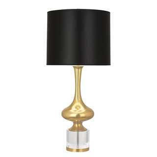 Robert Abbey Jeannie 1 Light Table Lamp, Brass/Black Opaque Parchment ...