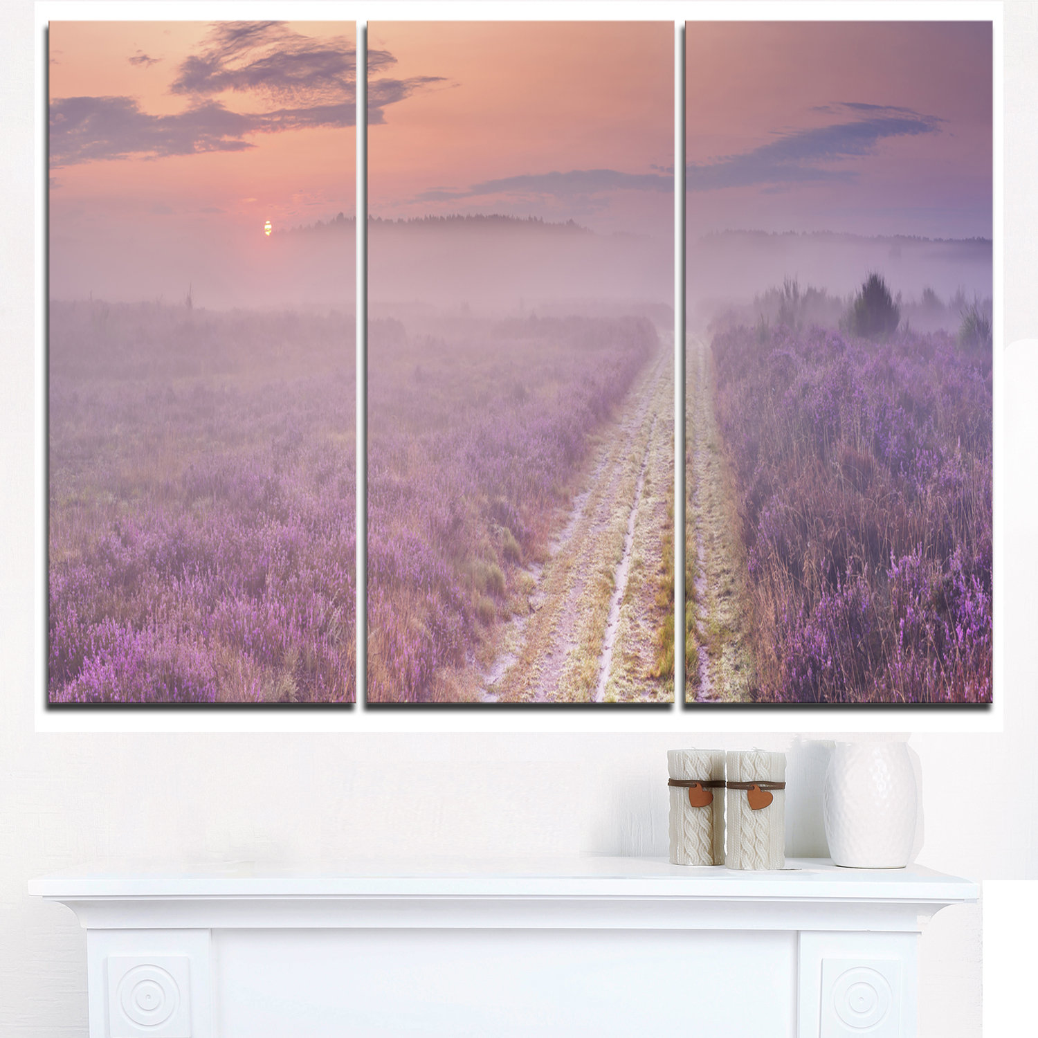 Designart - Path through Blooming Heather - Landscape Canvas Art Print ...