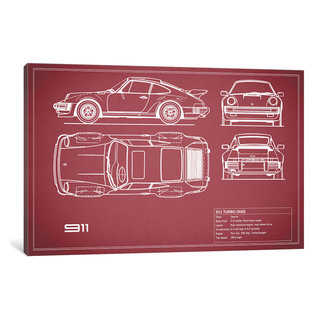 "1977 Porsche 911 Turbo (930) (Maroon)" by Mark Rogan, Canvas Print ...