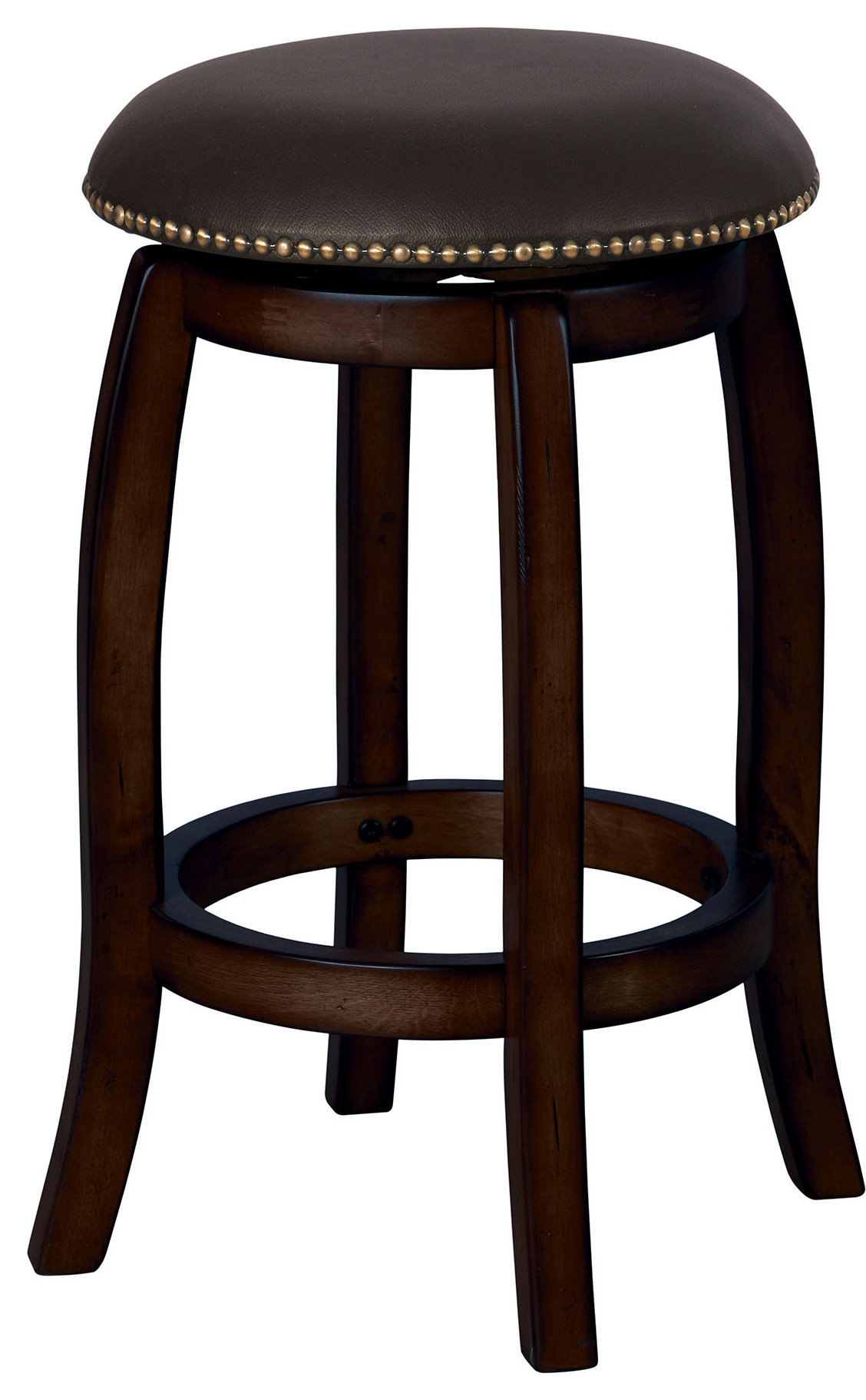 Chelsea Bar Stool With Swivel, Black Leather & Espresso - Transitional ...