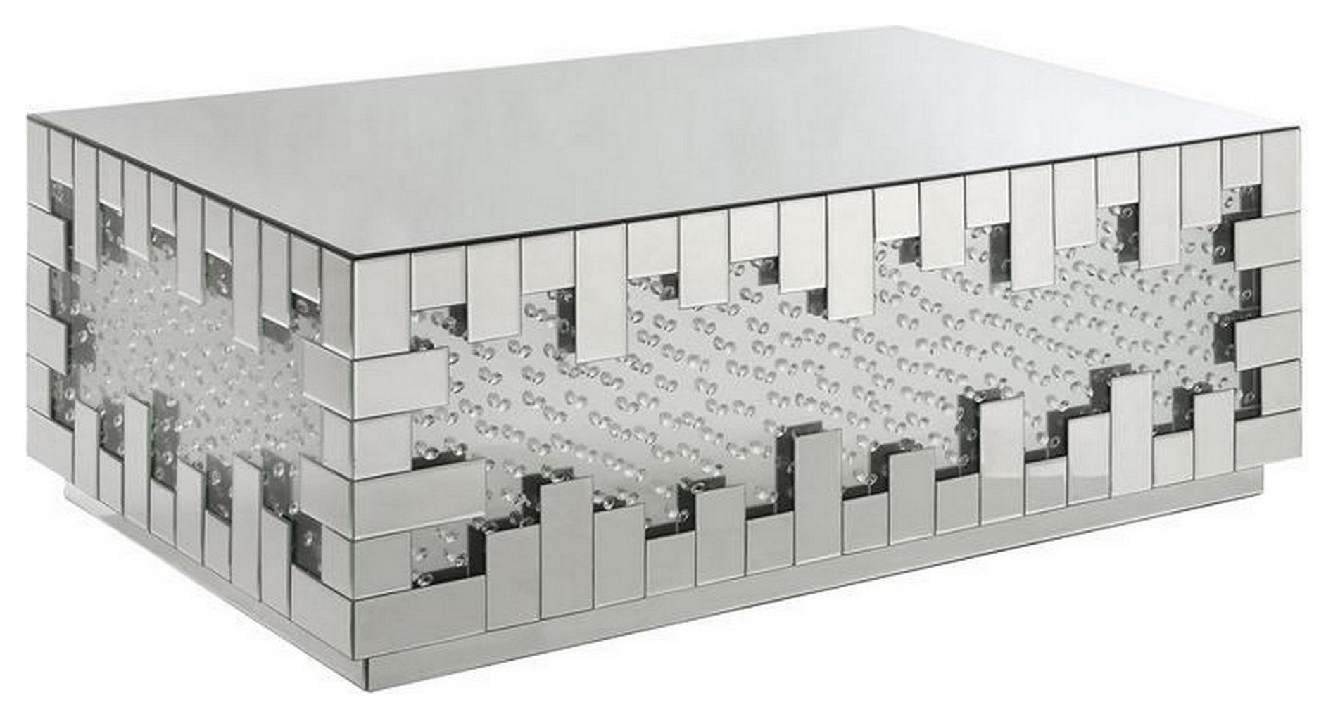 Benzara BM250238 Coffee Table With Cuboid Shape and Faux Crystals ...