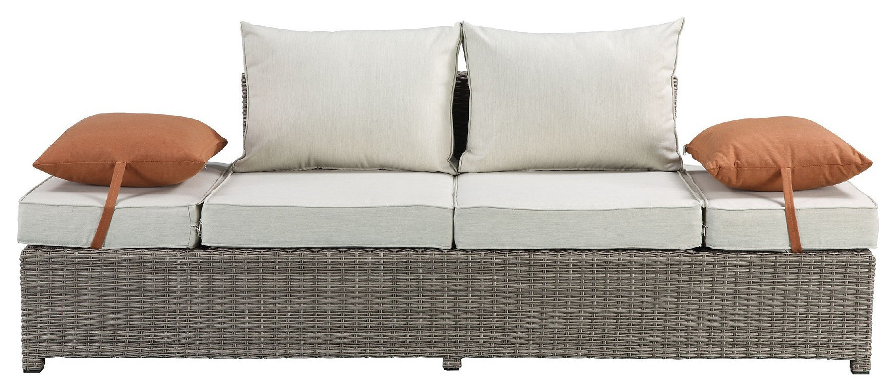 Benzara BM186069 Resin Wicker & Aluminum Sofa & Ottoman With 2 Pillows ...