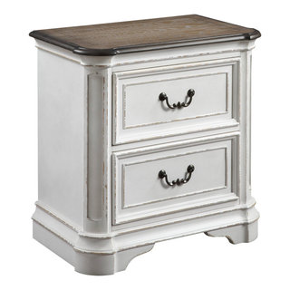 Acme Florian Nightstand Antique White and Oak Finish - Farmhouse ...