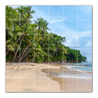 Beach Ceramic Tile Wall Mural HZ500098, 36" Wide x 36" High - Tropical ...