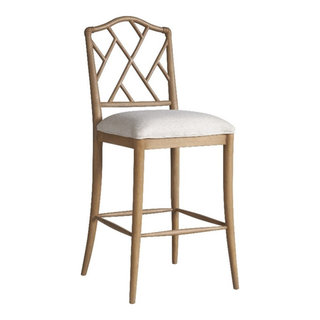 Universal Furniture Set of 2 Solid Wood Chippendale Bar Stools in Tan ...