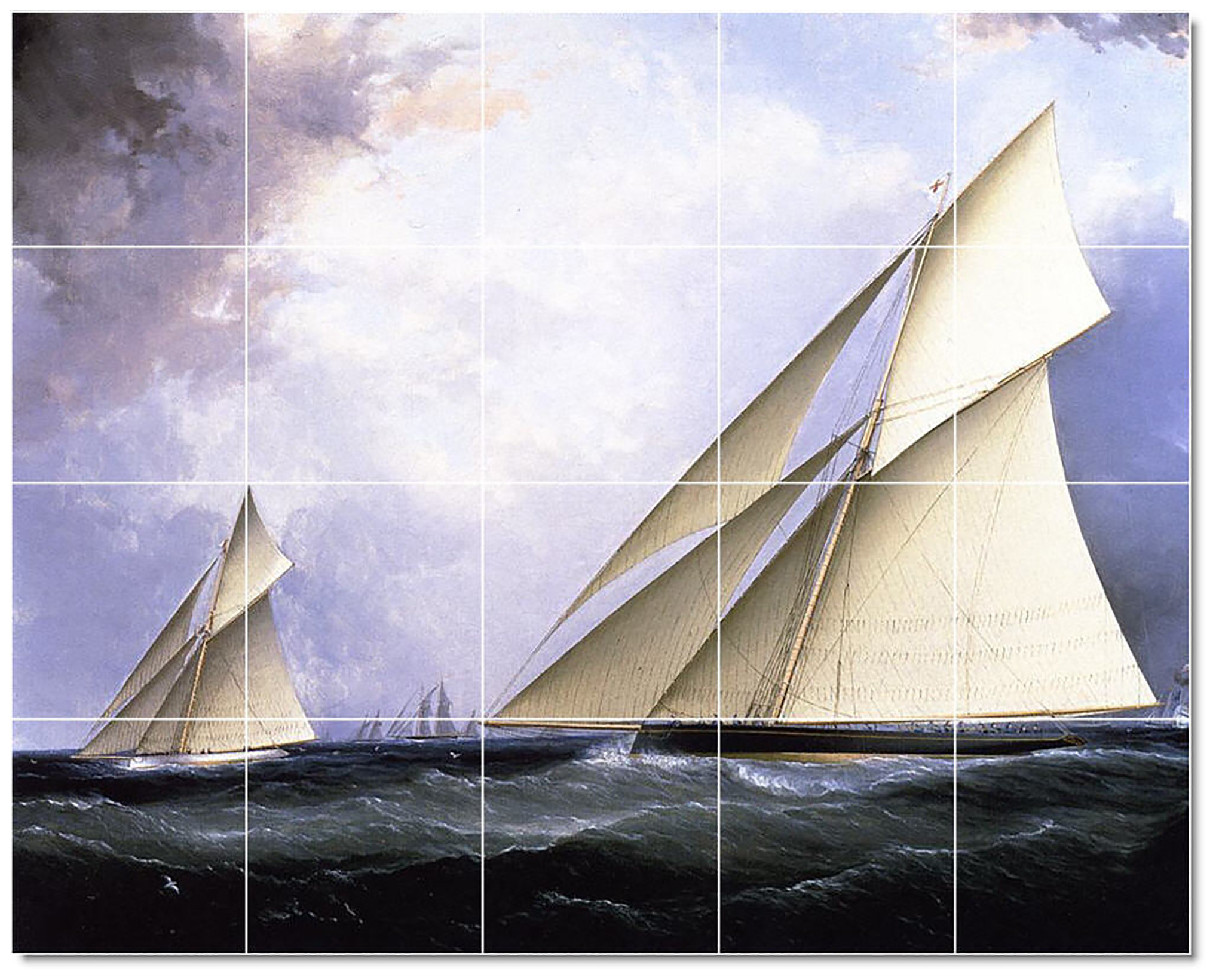James Buttersworth Ship Boat Painting Ceramic Tile Mural #125, 40" Wide ...