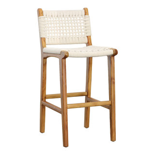 Denise 38" Tall Counter Stool, Natural/ White - Beach Style - Bar ...