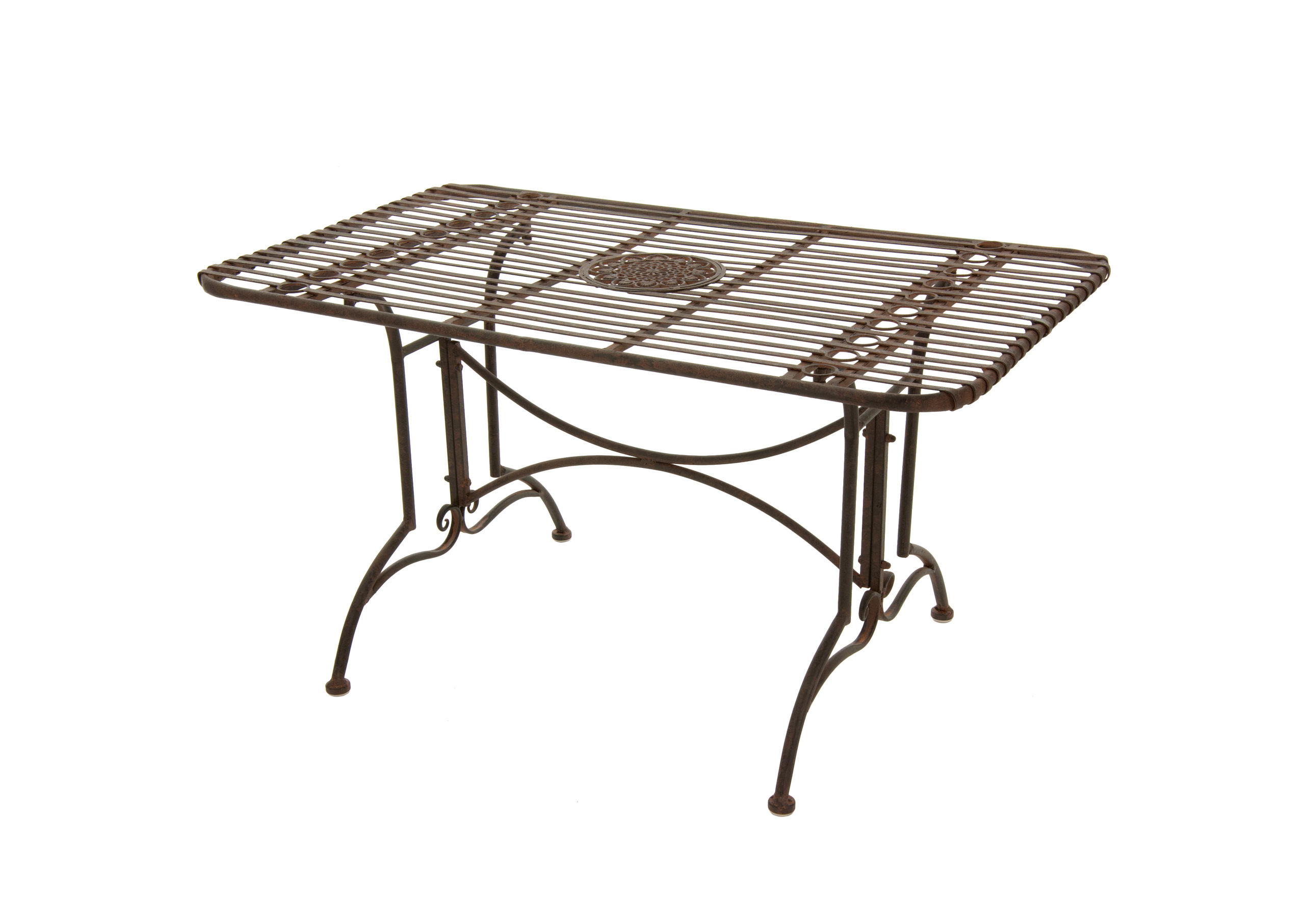 Rustic Rectangular Garden Table, Rust Patina - Mediterranean - Outdoor ...