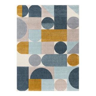 Well Woven Ruby Dede Midcentury Modern Geometric Patterned Blue Rug, 7 ...