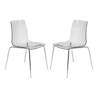 Set of 2 Dining Chair, Chrome legs & Plastic Seat With Ribbed Accents ...