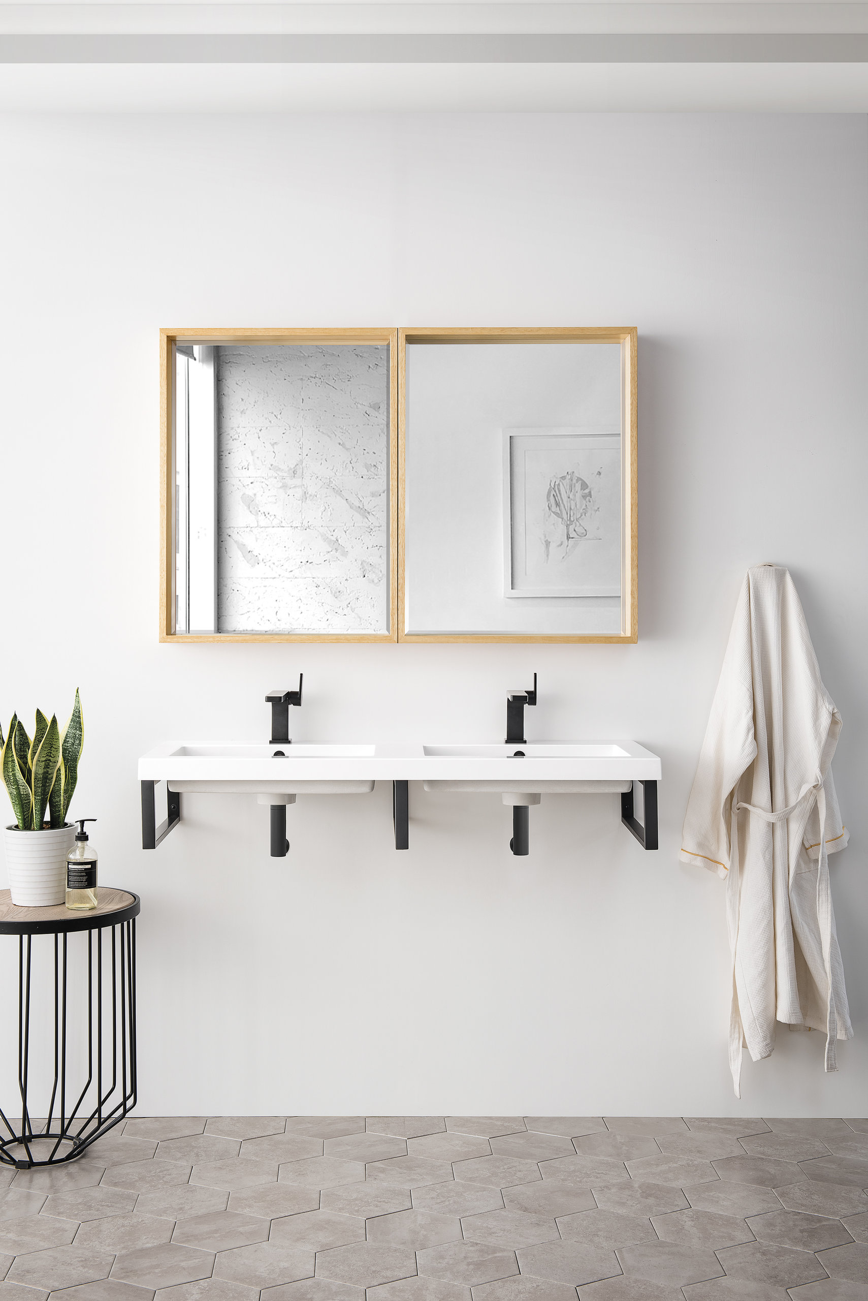 3 Boston 18" Wall Brackets, Matte Black, 47" White Glossy Resin ...