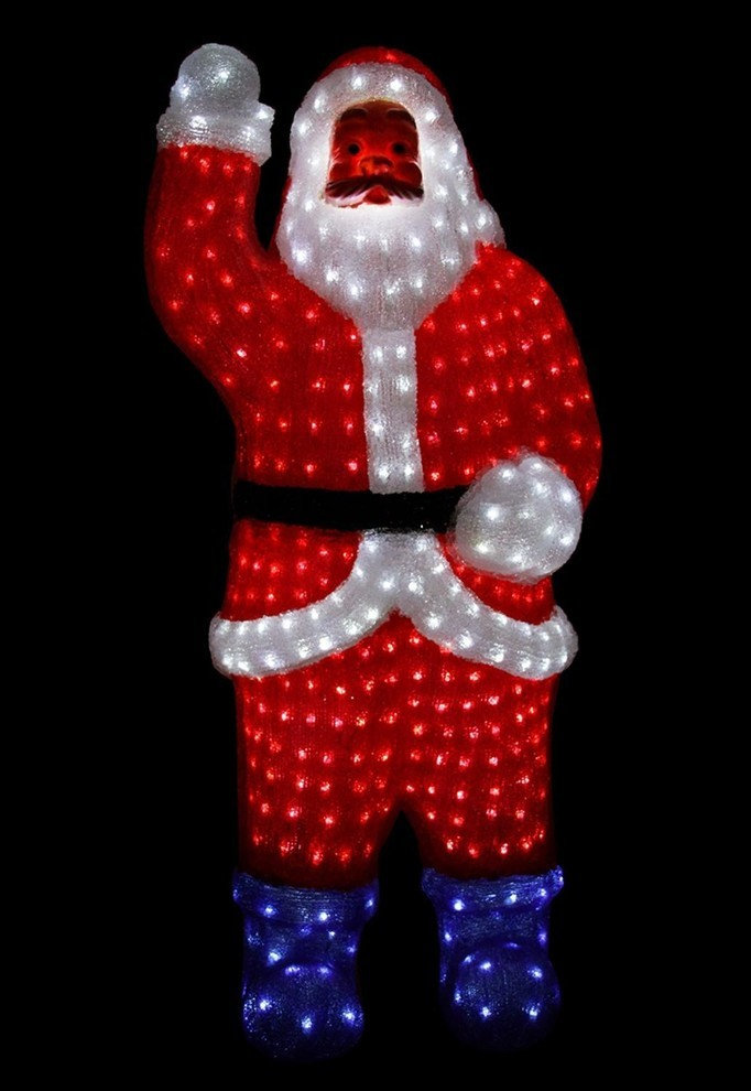 3' Lighted Commercial Grade Acrylic Santa Claus Christmas Display ...