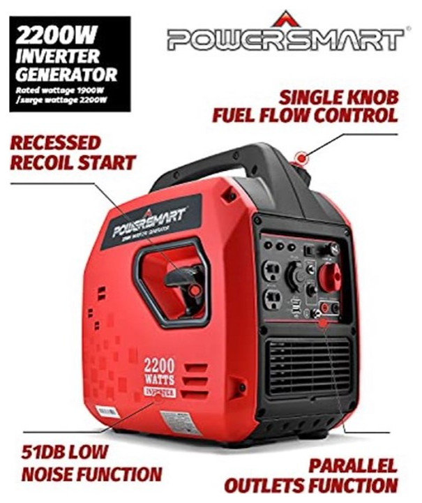 Portable Generator 2200 Watts Inverter Generator Gas Powered Super ...