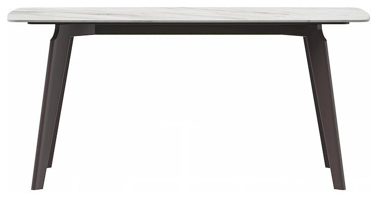 Krevor Series Modern Dining Table Silver Base, With 55 White Sintered ...