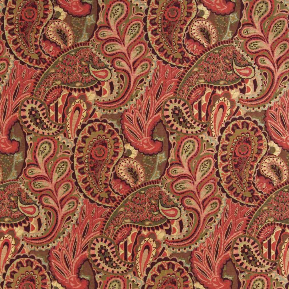 Red Paisley woven Upholstery Fabric by the Yard, By The Yard 54" Wide ...