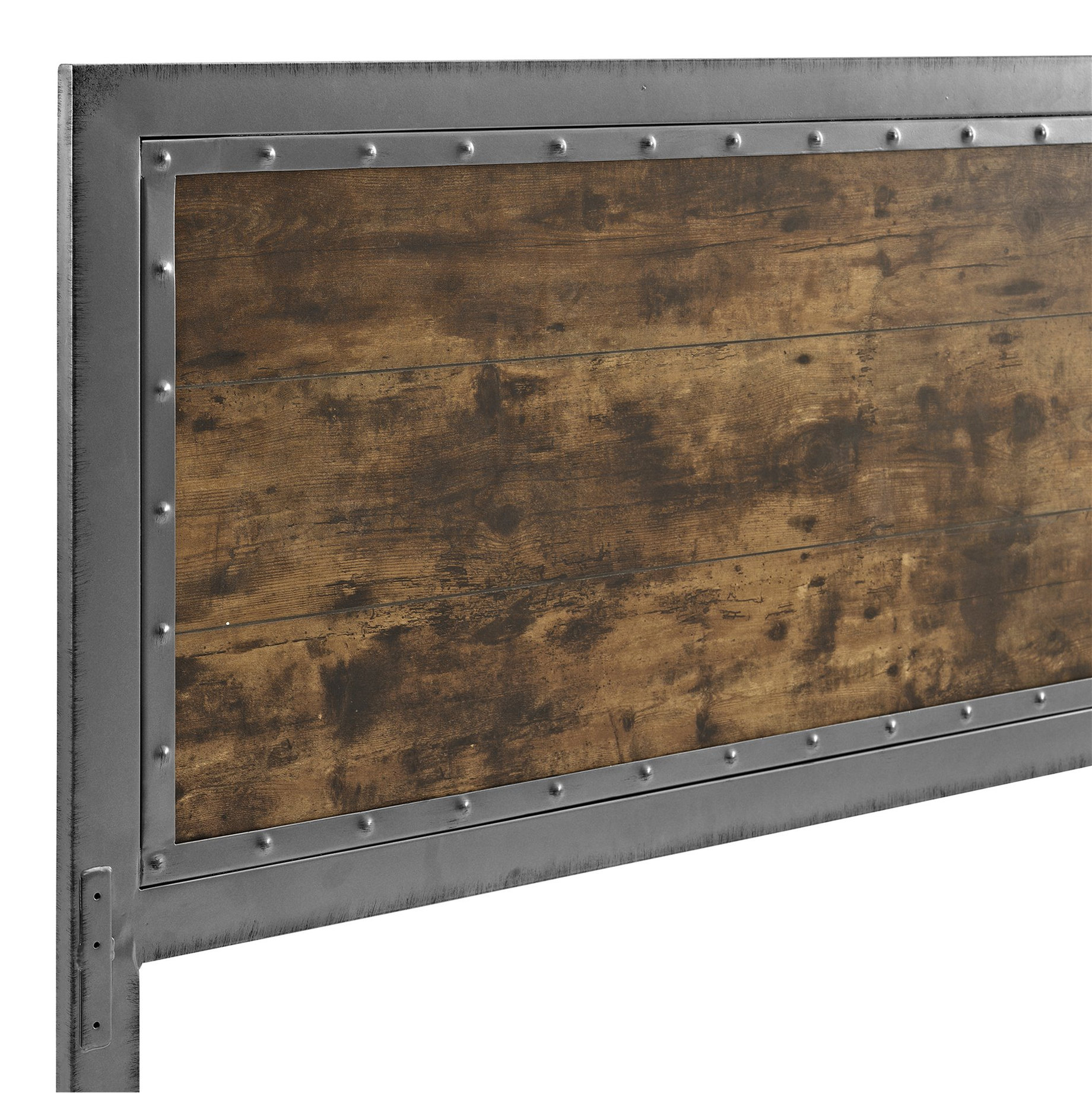 Queen Size Wood Slat and Metal Panel Headboard - Industrial ...