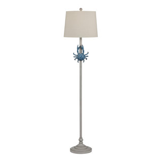 62.5" Coastal Seashell Inspired Floor Lamp, White Shade, Seashell ...