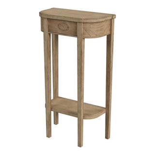 Maklaine Transitional Antique Engineered Wood Console Table in Beige ...