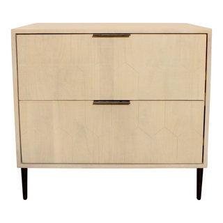 Ren 2-Drawer Nightstand, Contemporary Aged Natural Finish on Solid Wood ...
