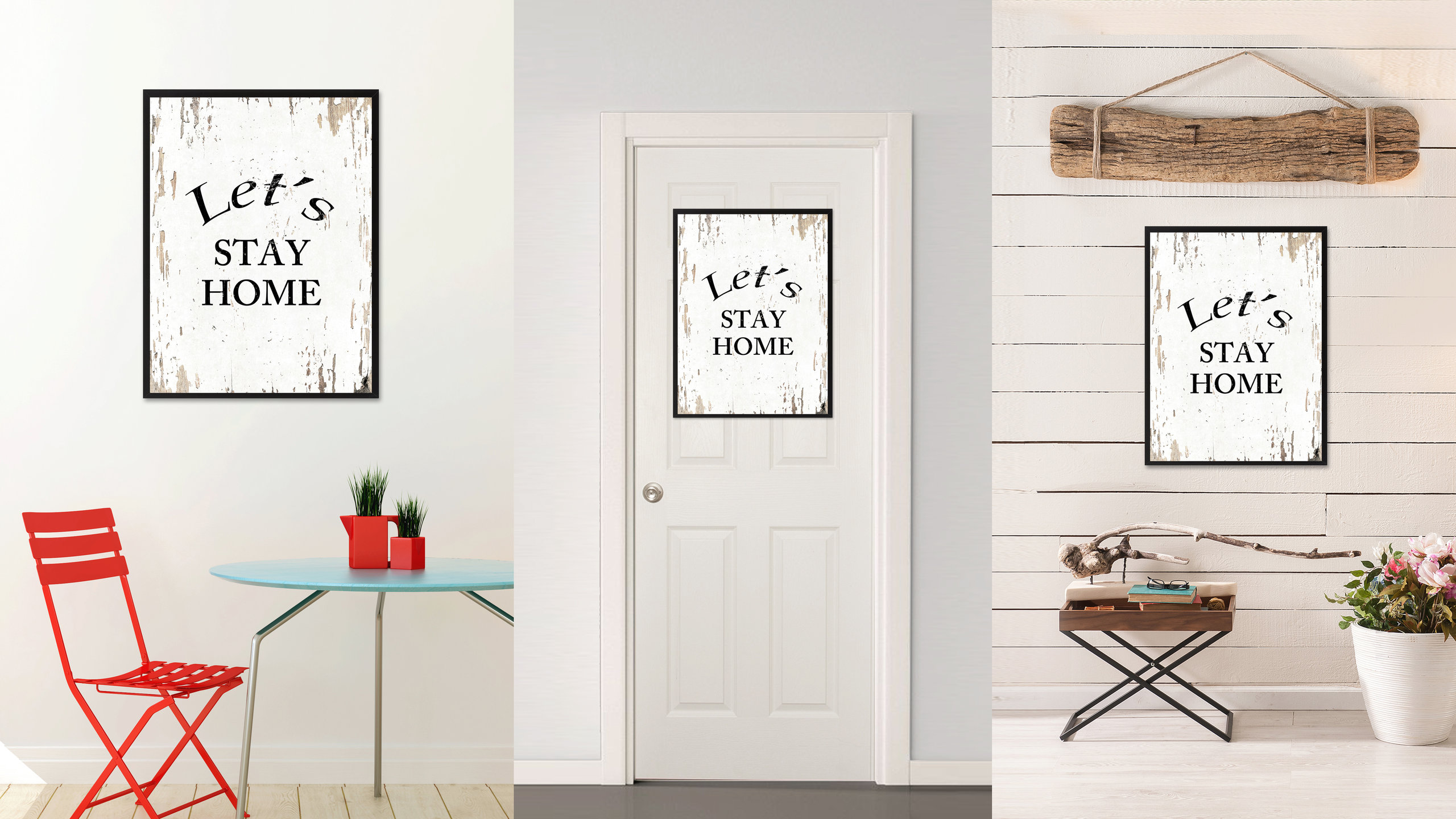 Let'S Stay Home Inspirational, Canvas, Picture Frame, 13"x17" - Rustic ...