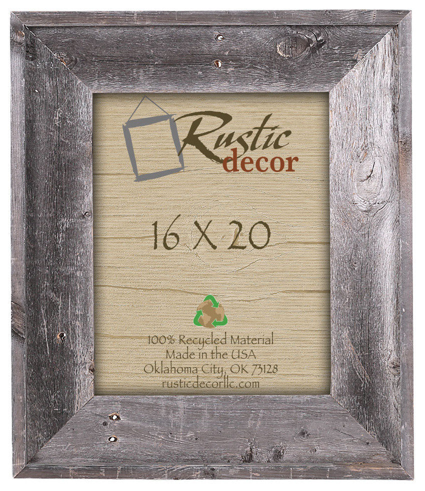 Enid Premium Reclaimed Rustic Barn Wood Wall Frame, 16"x20" - Rustic ...