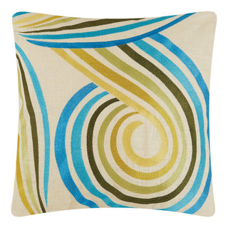 Calexico Light Blue Embroidered Pillow - Contemporary - Decorative ...