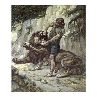 "Samson Kills a Young Lion" Digital Paper Print by James Tissot, 16"x18 ...